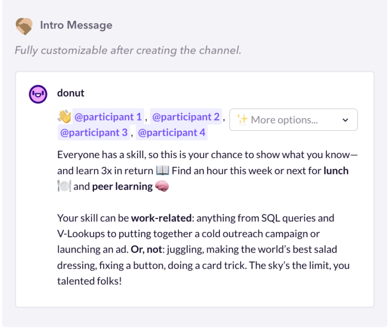 Hybrid Team Lunch & Learn | Slack Channel Templates by Donut